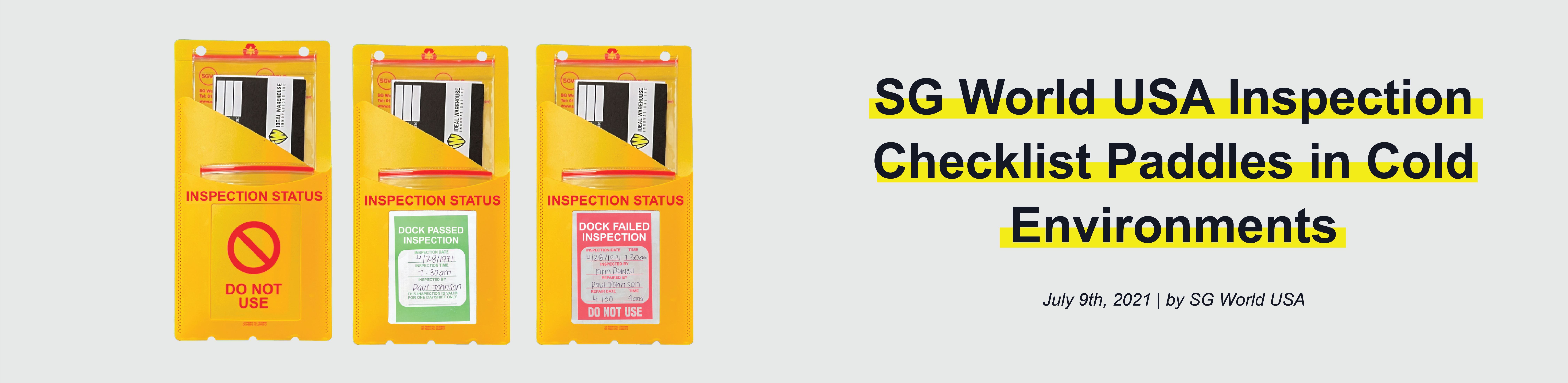 SG World USA Inspection Checklist Paddles in Cold Environments