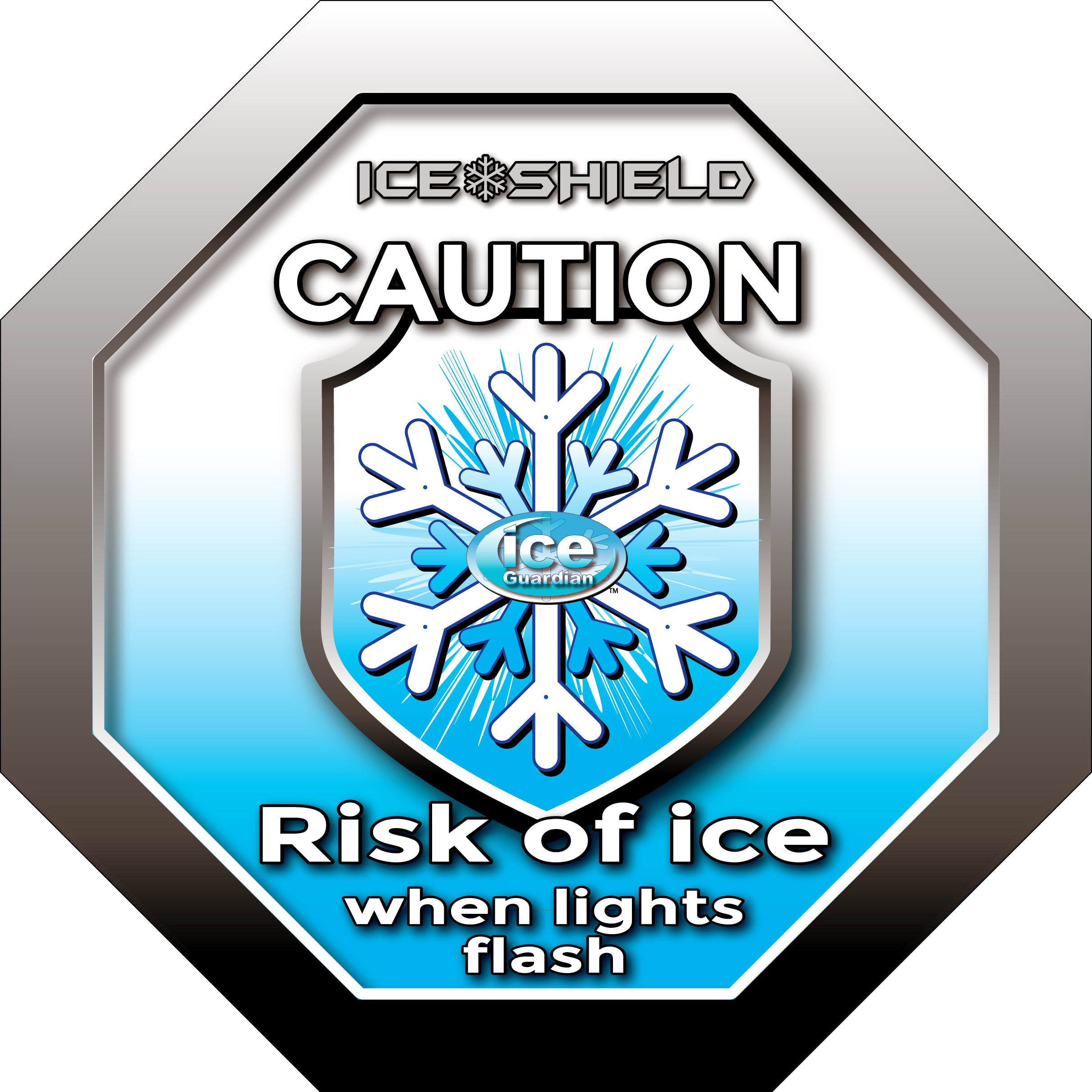 Octagon Ice Warning Flashing LED Safety Sign - Ice Shield
