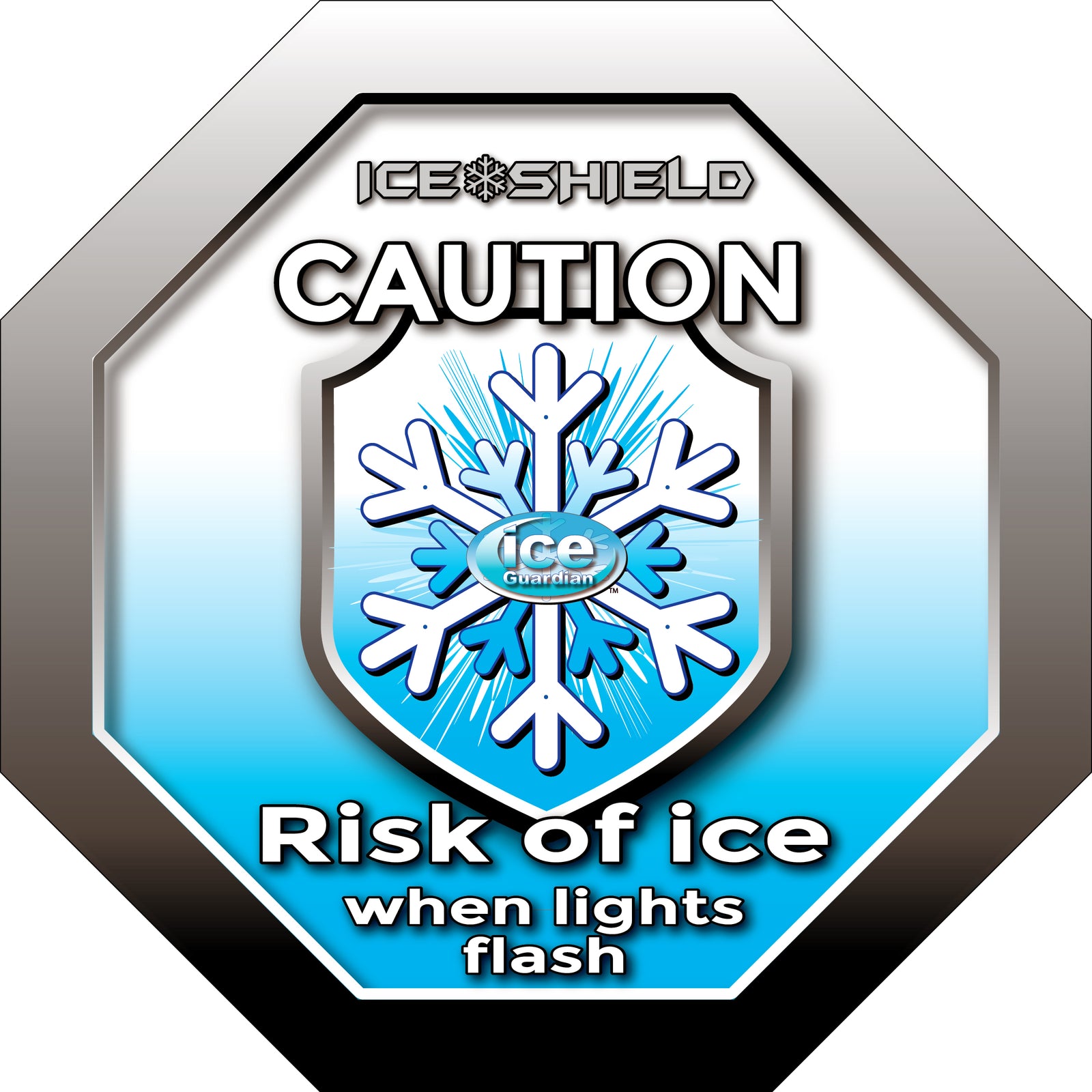 Octagon Ice Warning Flashing LED Safety Sign - Ice Shield
