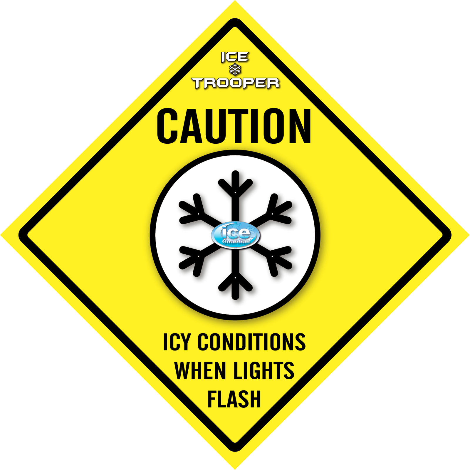 US Highway Style Ice Hazard Flashing LED Safety Sign - Ice Trooper