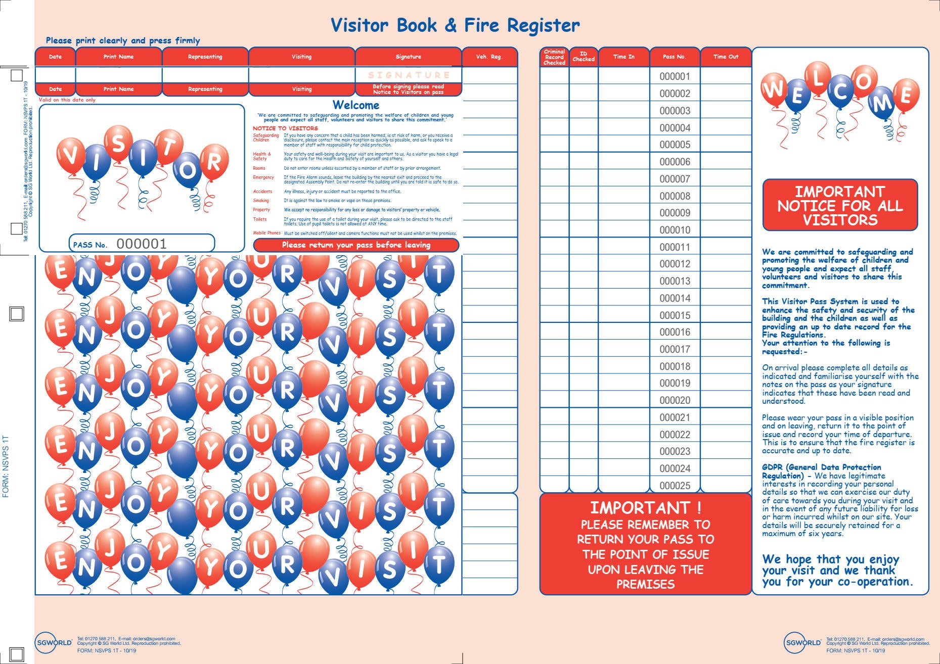 Kindergarten Visitor Pass Starter & Refill Kits
