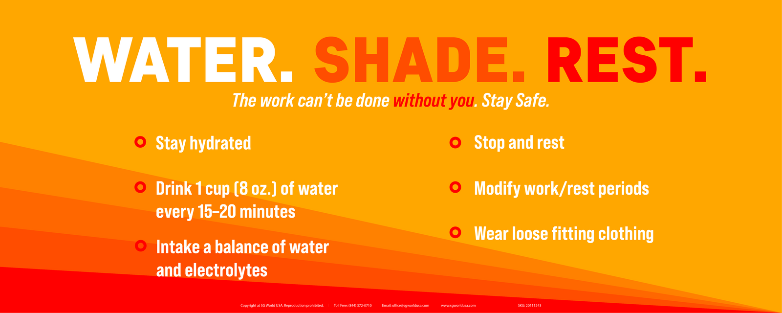 Heat Stress Awareness - Water Shade Rest Heat Stress Banner