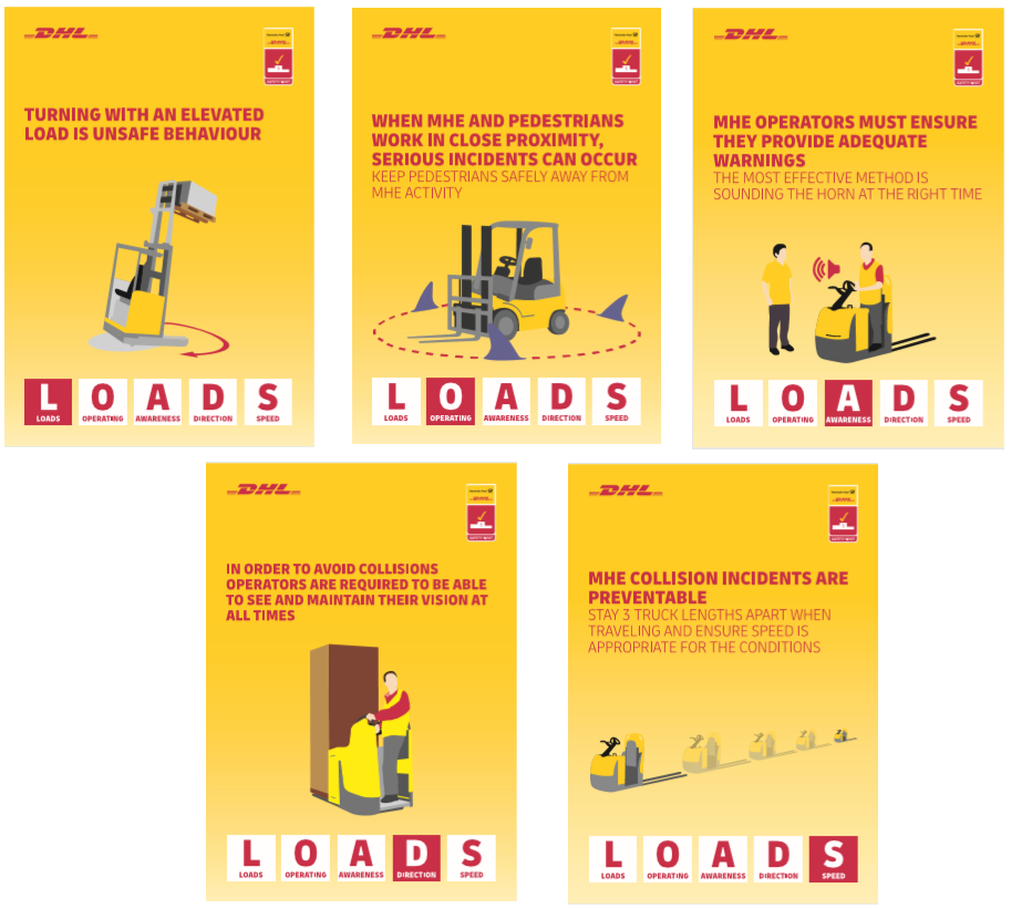 DHL SAFETY FIRST LOADS POSTERS: Pack of 5