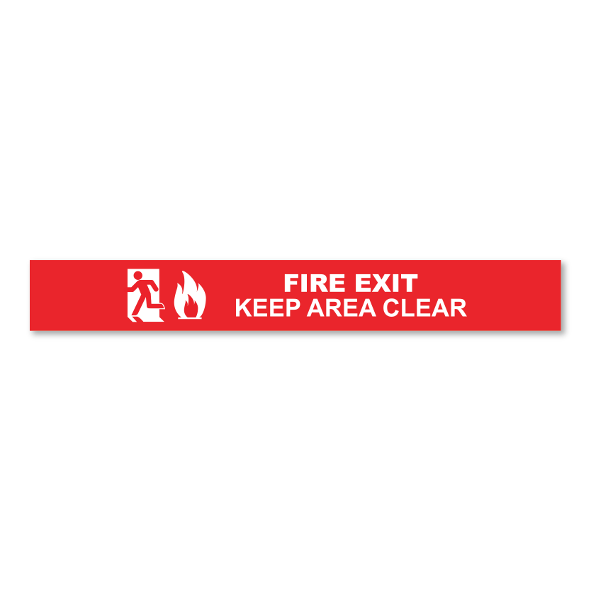 Fire Exit Keep Area Clear - Threshold Anti-Slip Floor Sticker - 4'' x