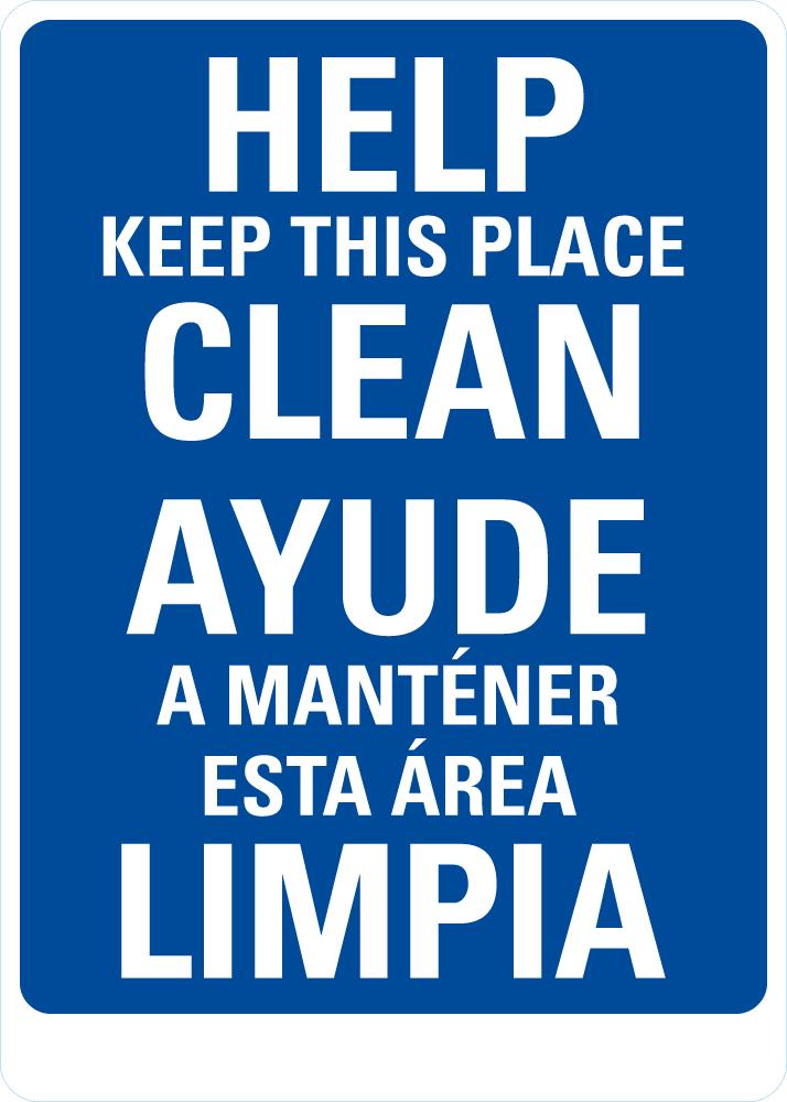 Help Keep This Place Clean (English/Spanish) Sign LCU1-0184-NP_10x14