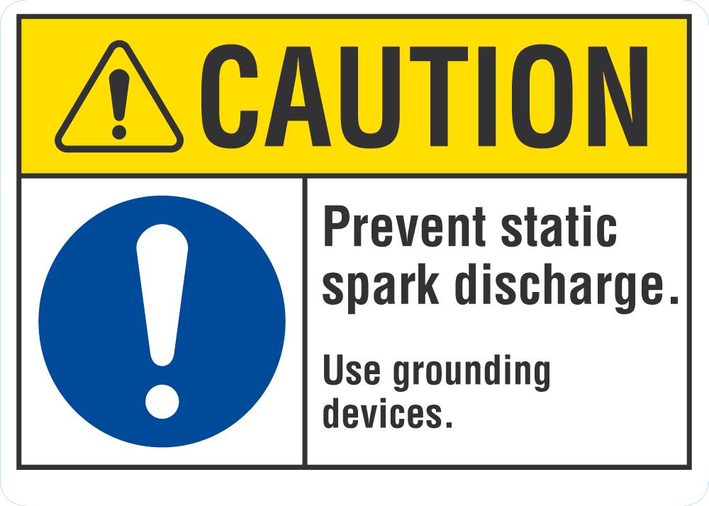 CAUTION Prevent Static Spark Discharge Sign LCU3-0050-NP_10x7