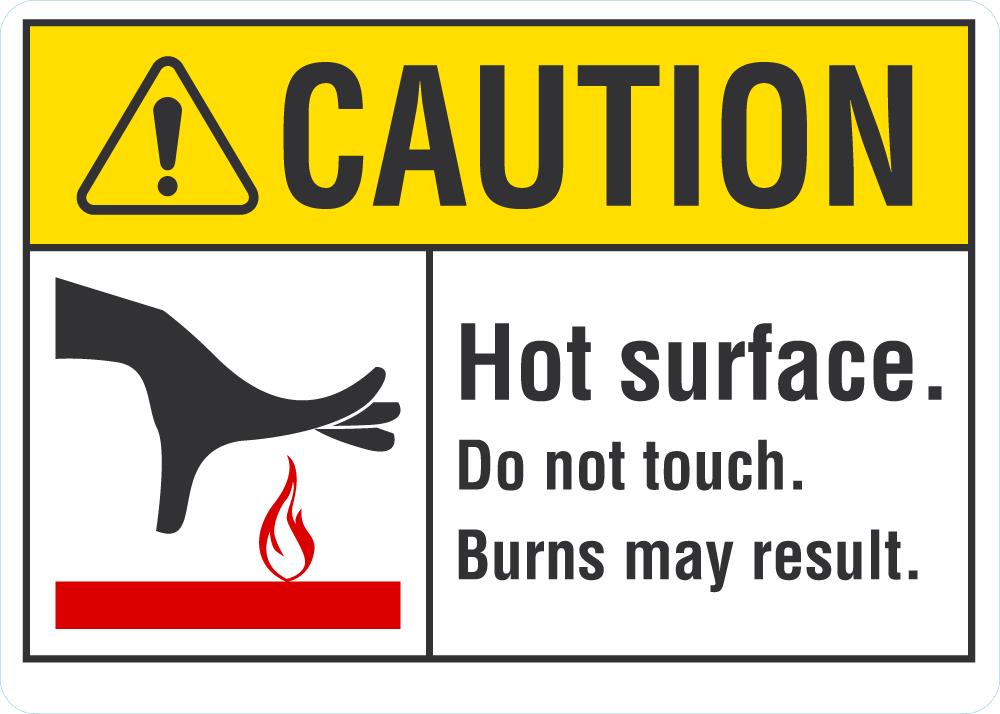 CAUTION Hot Surface, Burns May Result Sign