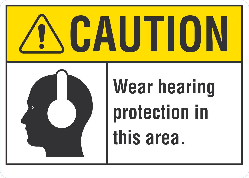 CAUTION Wear Hearing Protection In This Area Sign LCU3-0109-NP_10x7
