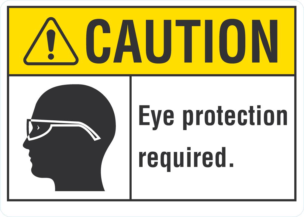 CAUTION Eye Protection Required Sign LCU3-0110-NP_10x7