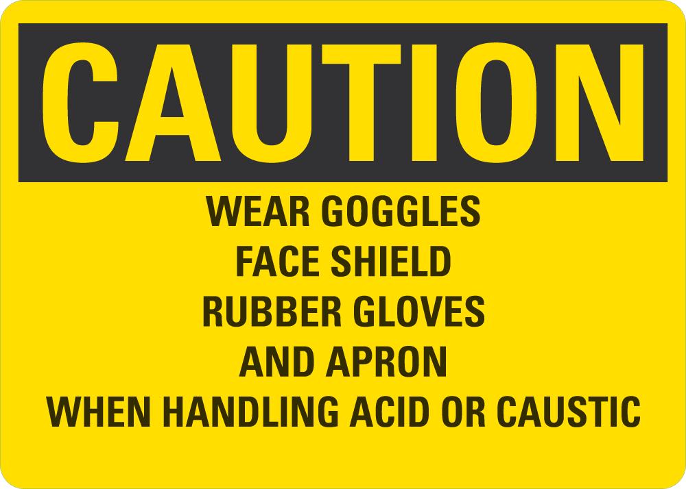 CAUTION Wear Goggles, Face Shields, Rubber Gloves And Apron When Handl