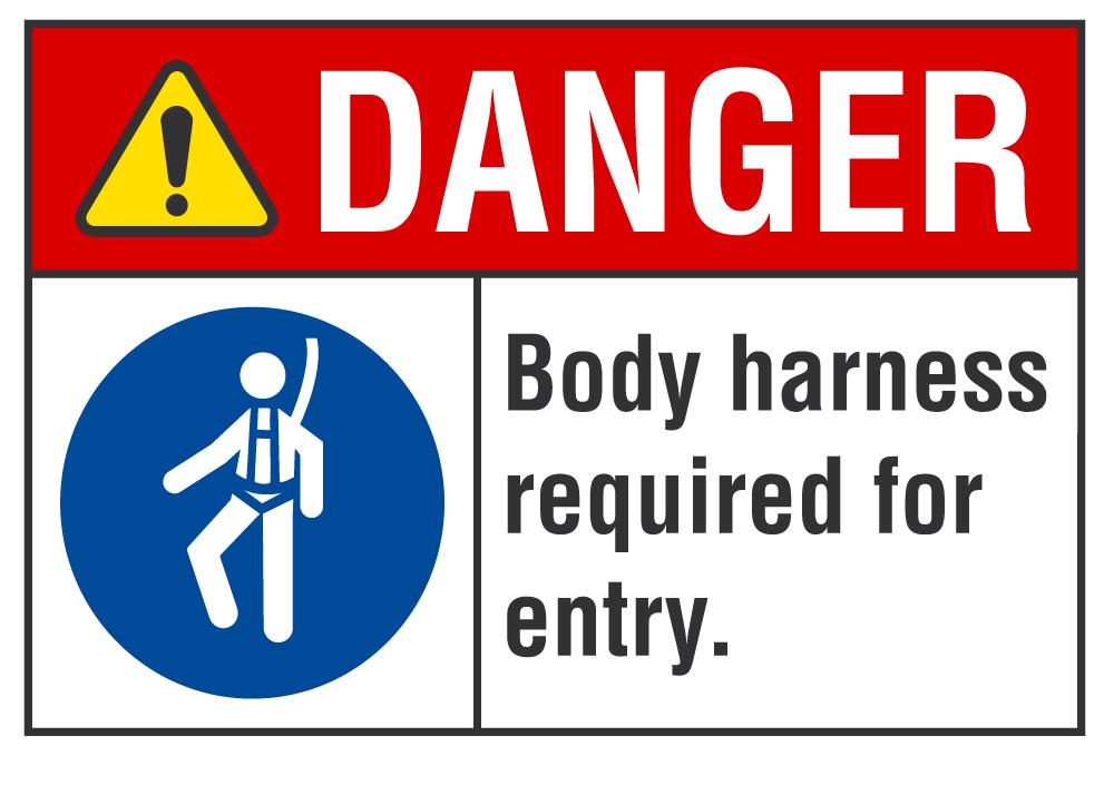 DANGER Body Harness Required For Entry Sign LCU4-0102-NA_10X7