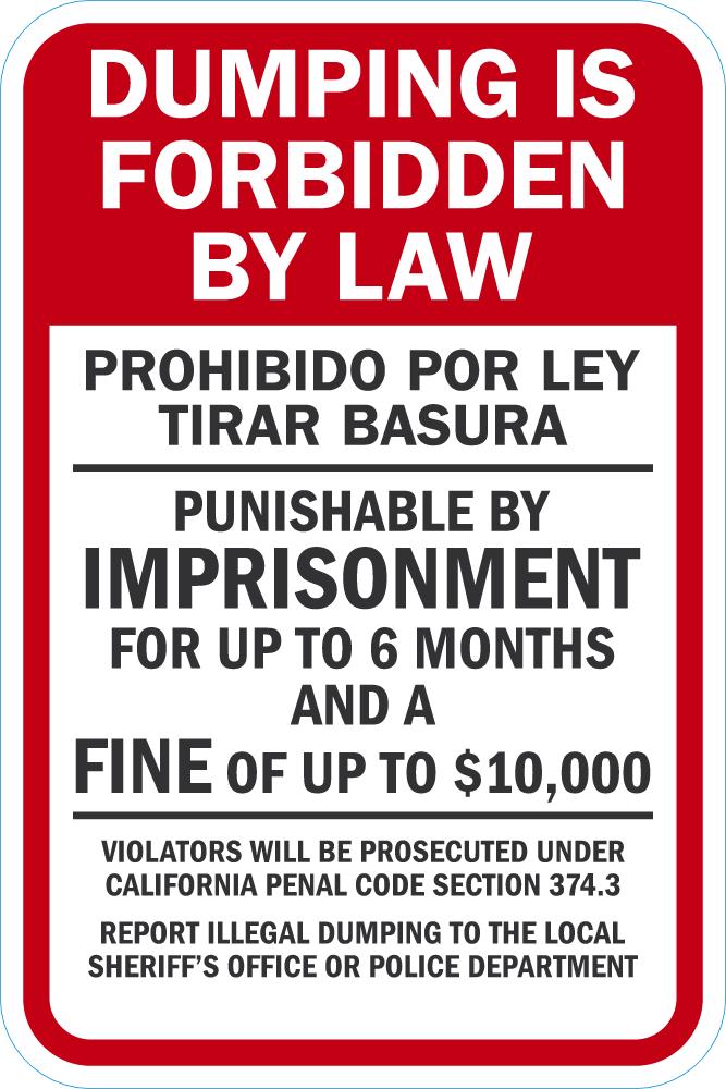 Dumping Is Forbidden Sign T1-1682-DG_12x18