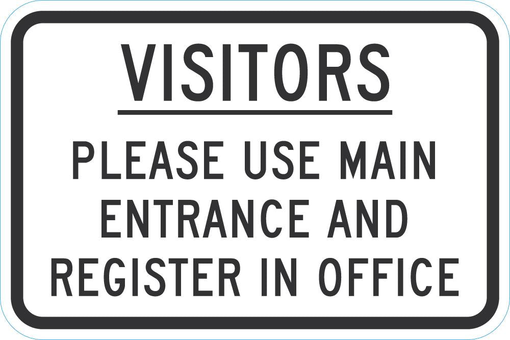 Visitors Please Use Main Entrance Sign T1-1937-DG_18x12