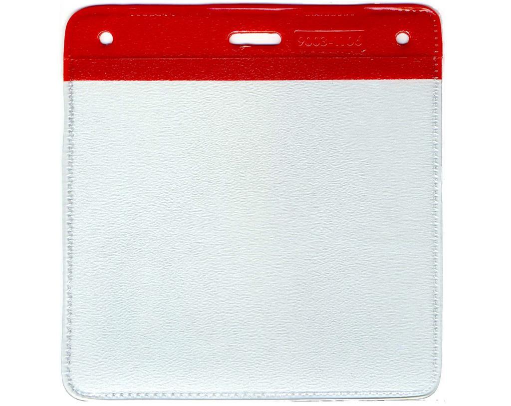 Visitor Pass Plastic Wallet - Red Top - Pack of 10