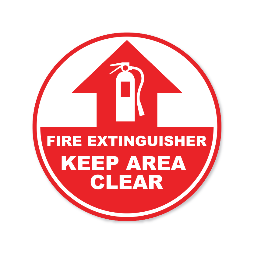 Fire Extinguisher Keep Area Clear (Graphic And Arrow) - Circle Anti-Sl